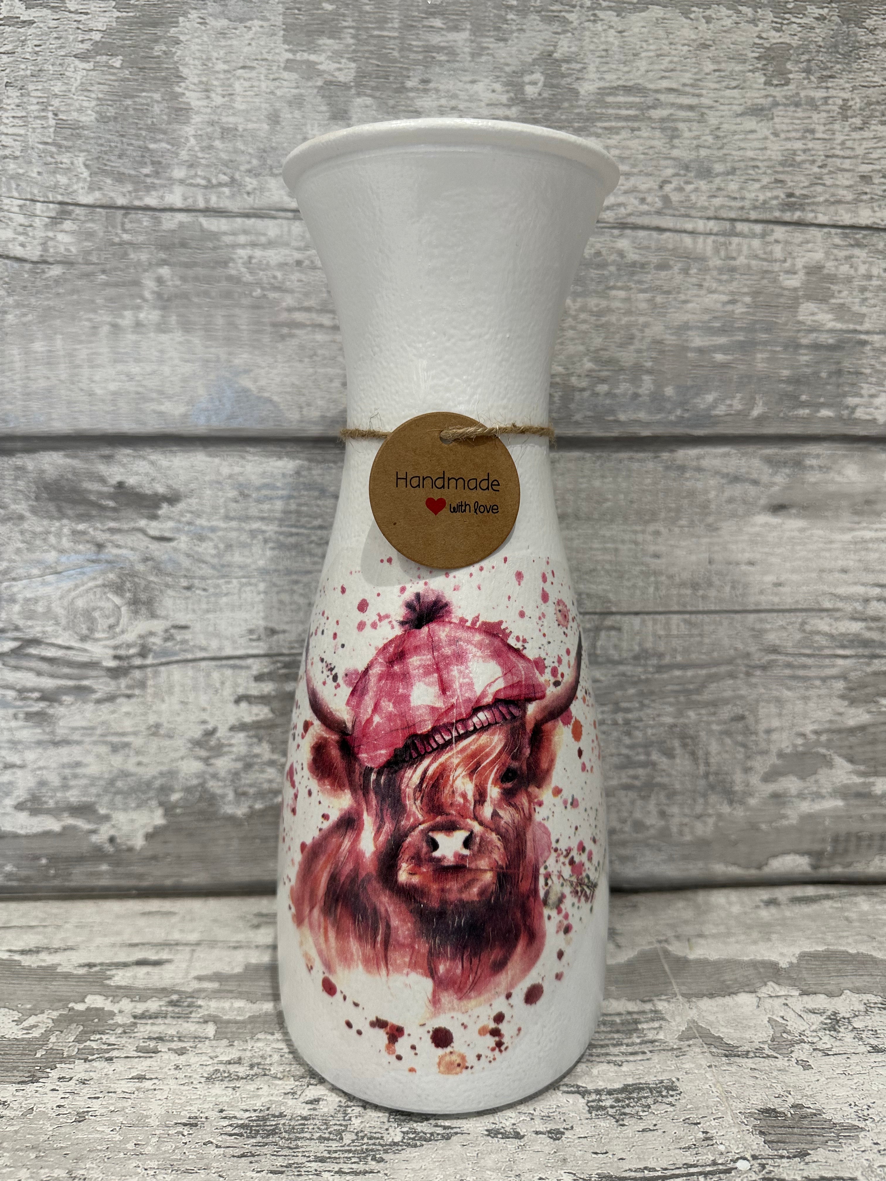 Highland cow vase – Mrs Wreath Designs Uk