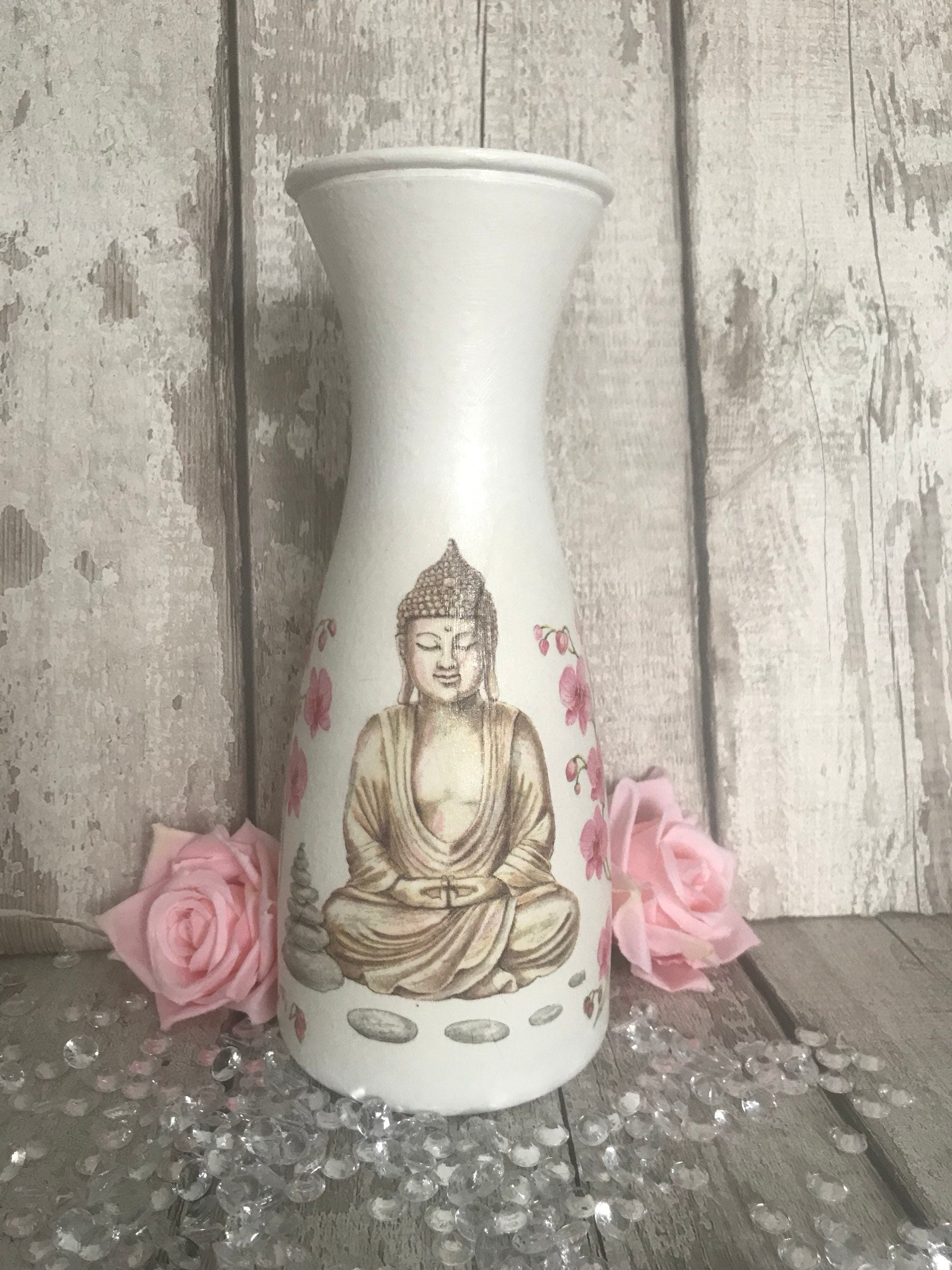 Buddha vase - decoupaged – Mrs Wreath Designs Uk