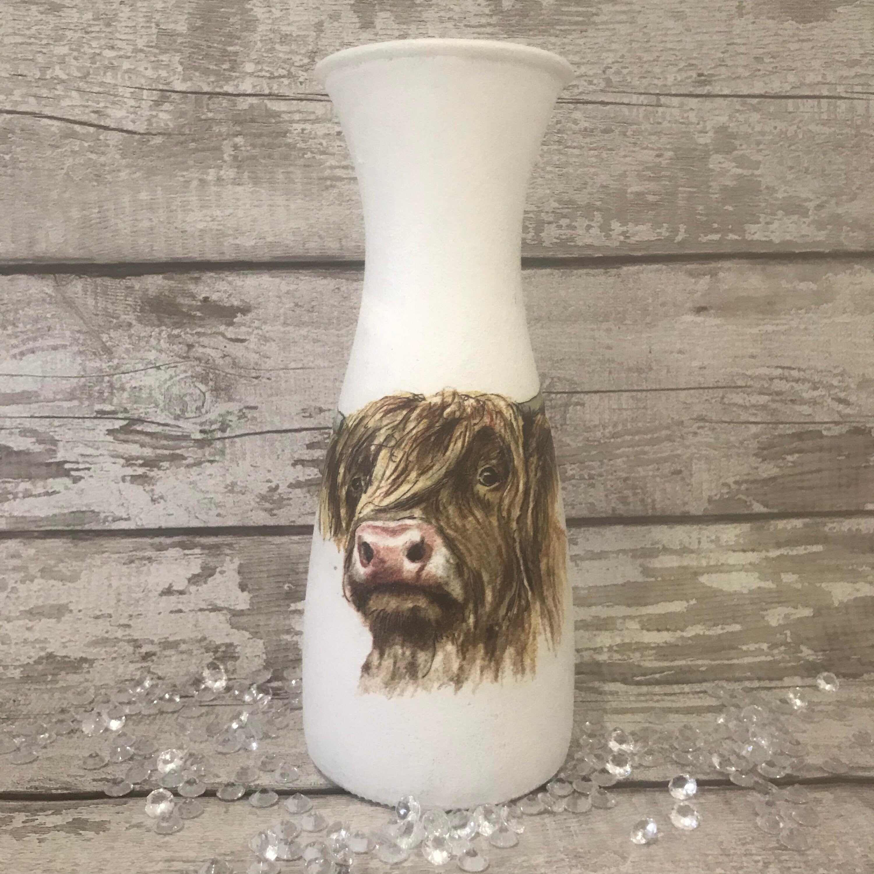 Highland Cow close up Vase – Mrs Wreath Designs Uk