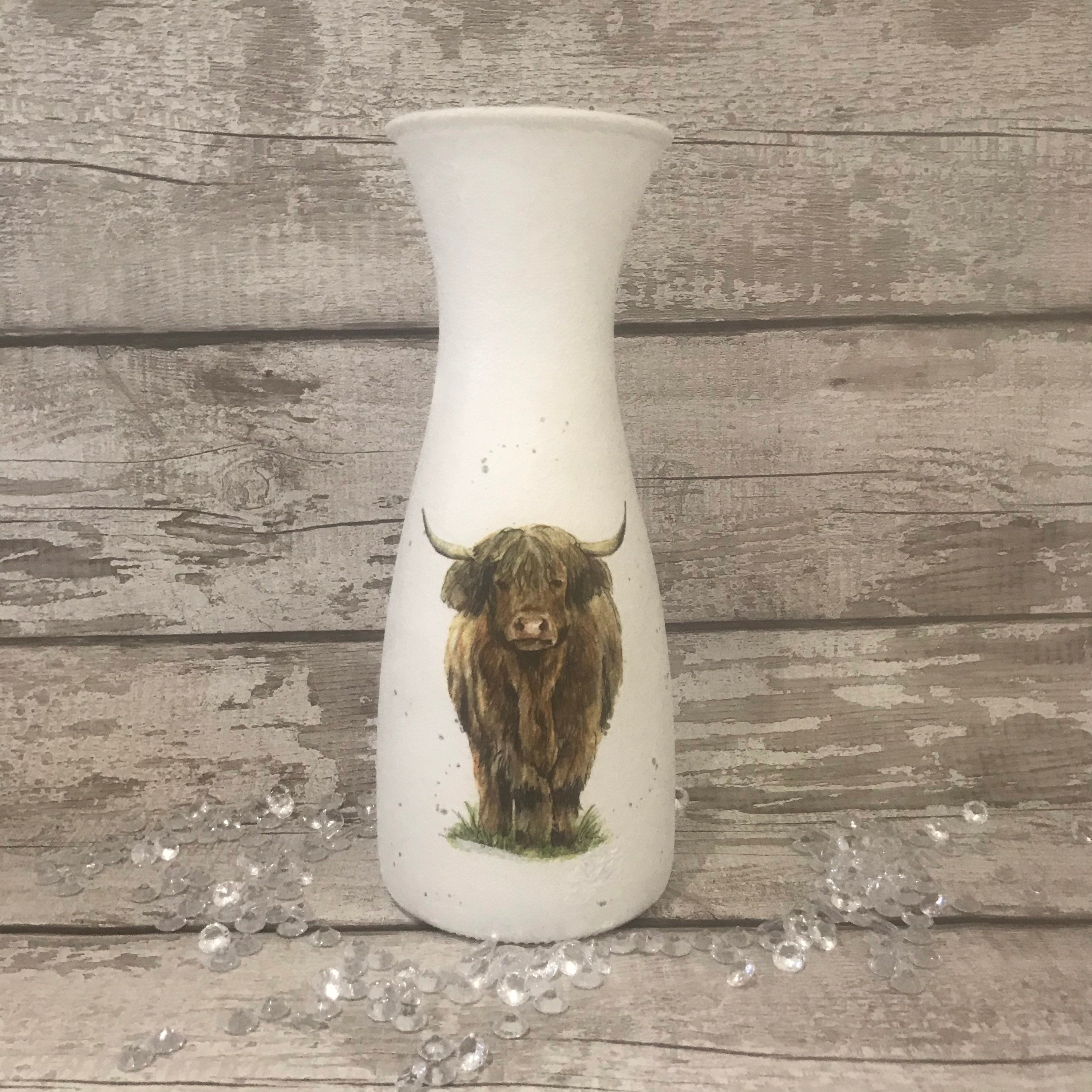 Highland Cow Vase – Mrs Wreath Designs Uk