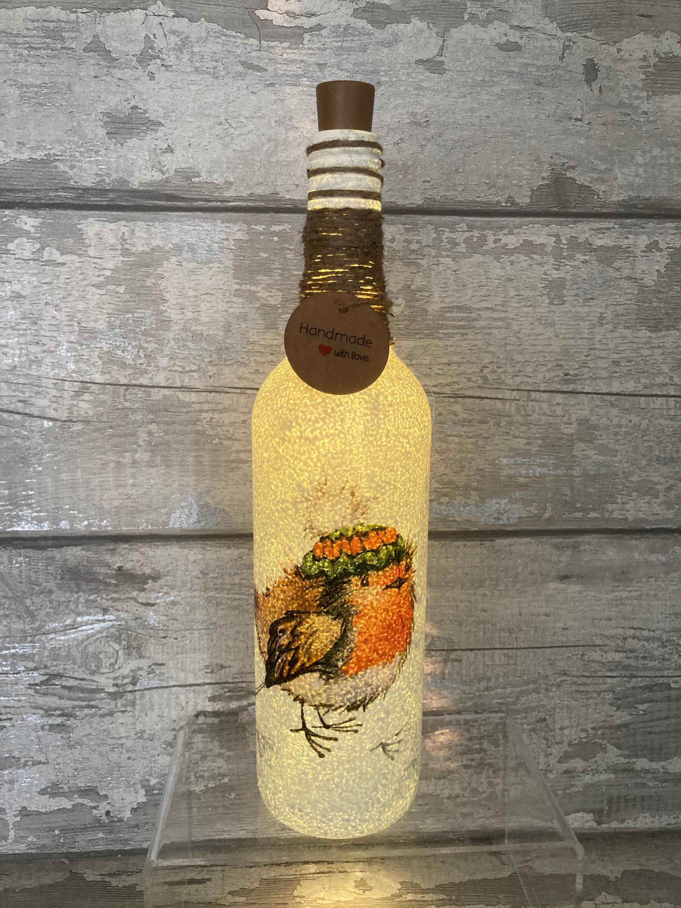 Robin Light Up Bottle – Mrs Wreath Designs Uk