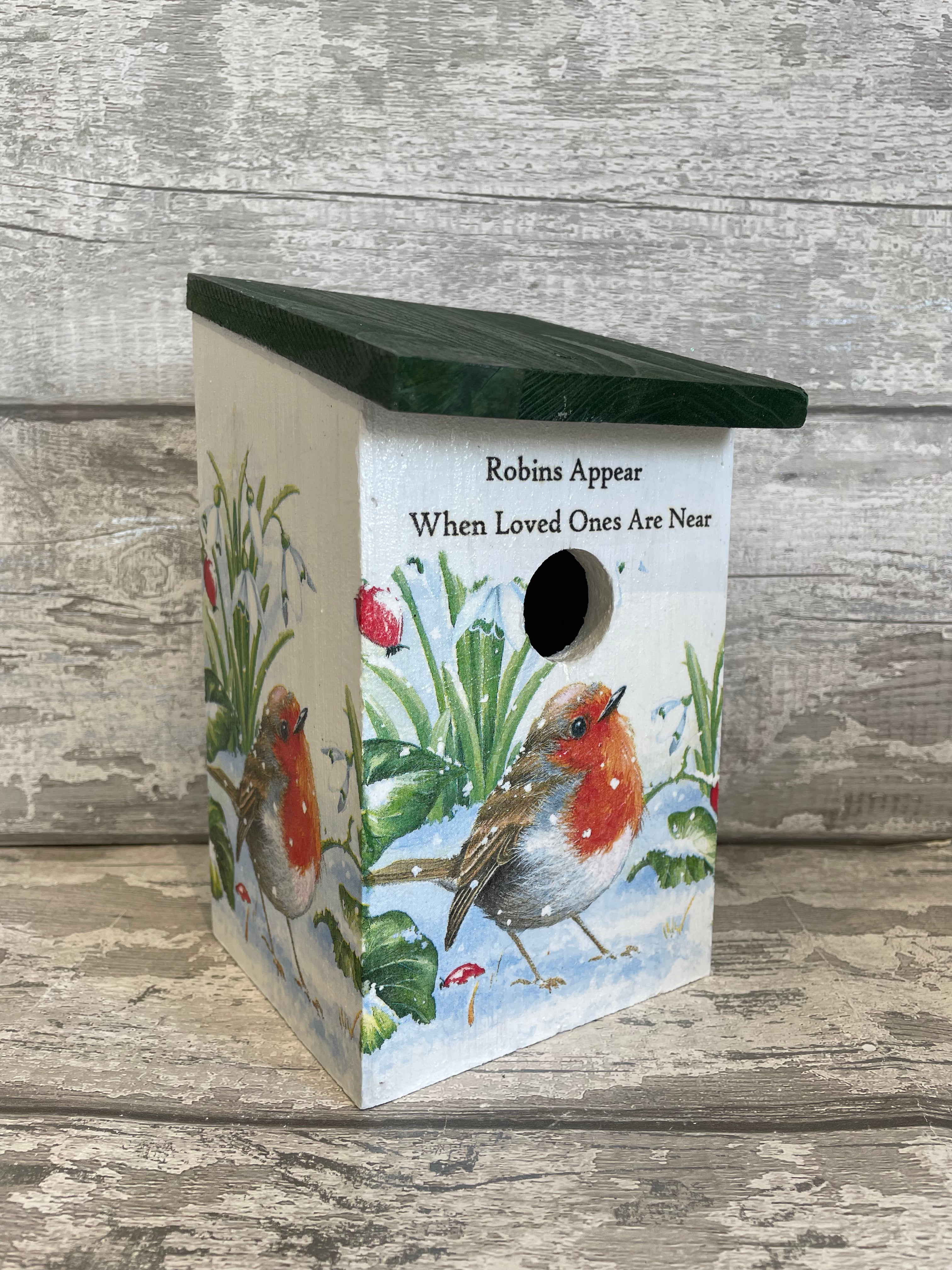 White robin bird box - Robins Appear – Mrs Wreath Designs Uk